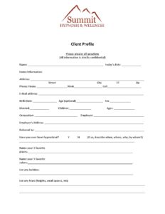 Summit Hypnosis Client Intake Form | Summit Hypnosis